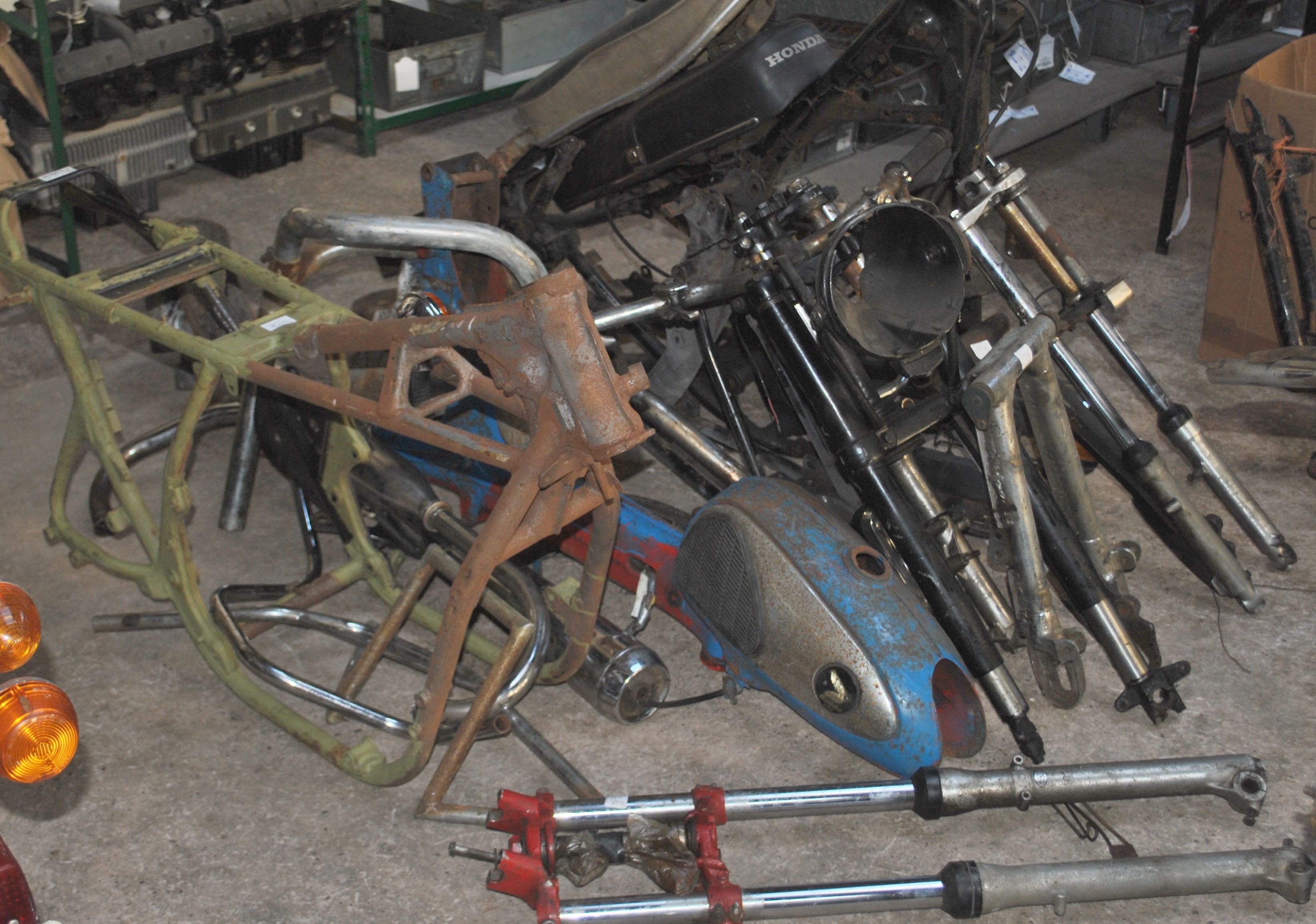 Bonhams Cars : Three motorcycle frames,