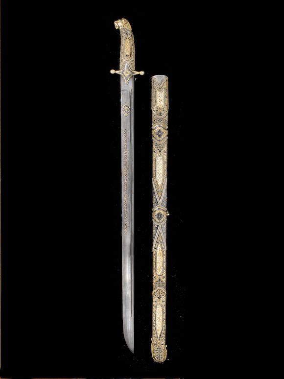 Bonhams : A highly important presentation Caucasian palash swordblade ...