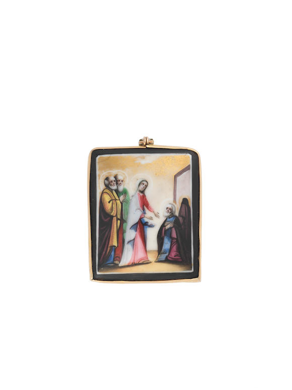 Bonhams A 19th Century Russian Gold Mounted Ceramic Icon Unmarked