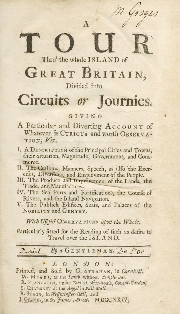 Bonhams : DEFOE (DANIEL) A Tour Thro' the Whole Island of Great Britain ...