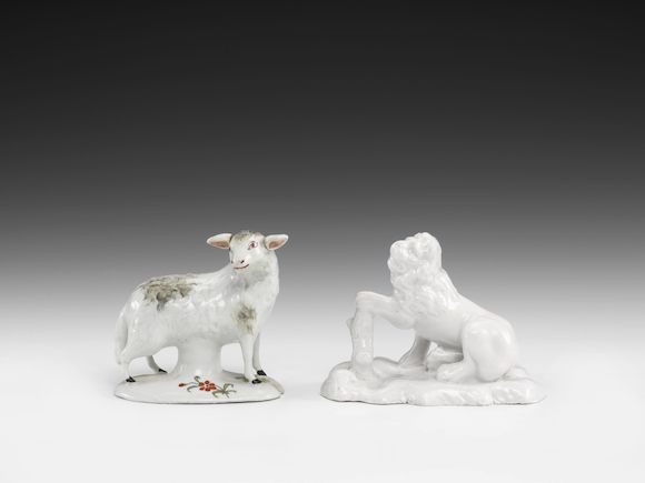 Bonhams : A delightful Longton Hall model of a sheep, circa 1754