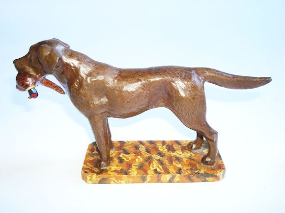 Bonhams : A cold painted bronze Labrador car mascotStamped Lejeune Made ...