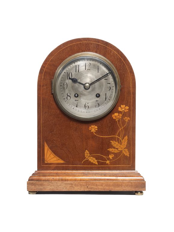 Bonhams : An early 20th Century inlaid mahogany ting-tang mantel clock,
