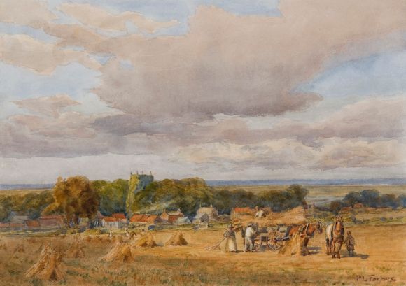 Bonhams : Patrick Lewis Forbes (British, active 1893) Harvesting at ...