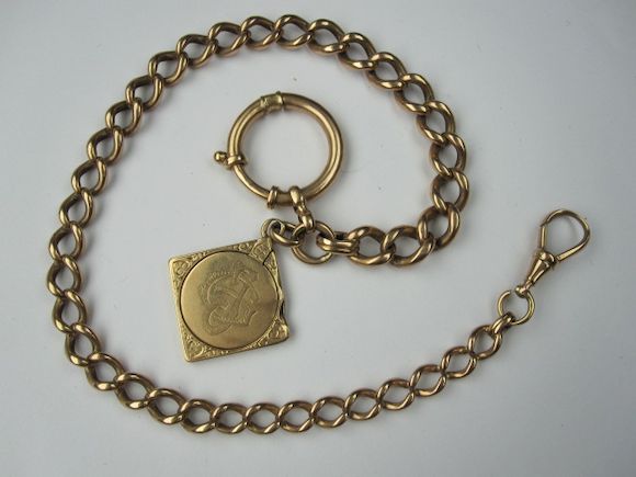 Bonhams : A graduated curb-link fob chain,