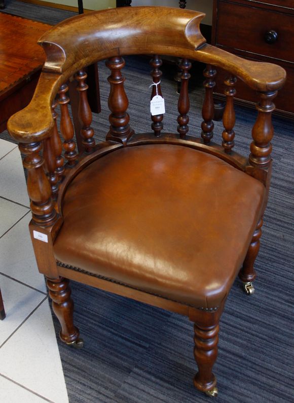 Bonhams : A late Victorian mahogany carved spindle back corner chair,
