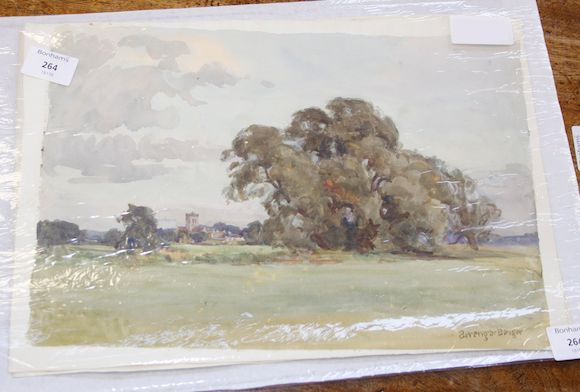 Bonhams : Berenger Benger (British, 1868-1935) Landscape with distant ...