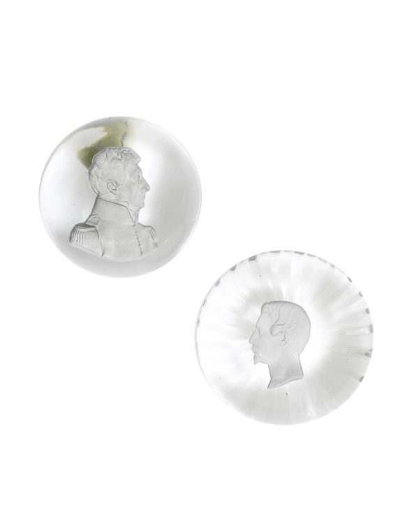 Bonhams : Two French sulphide paperweights of General Lafayette and ...