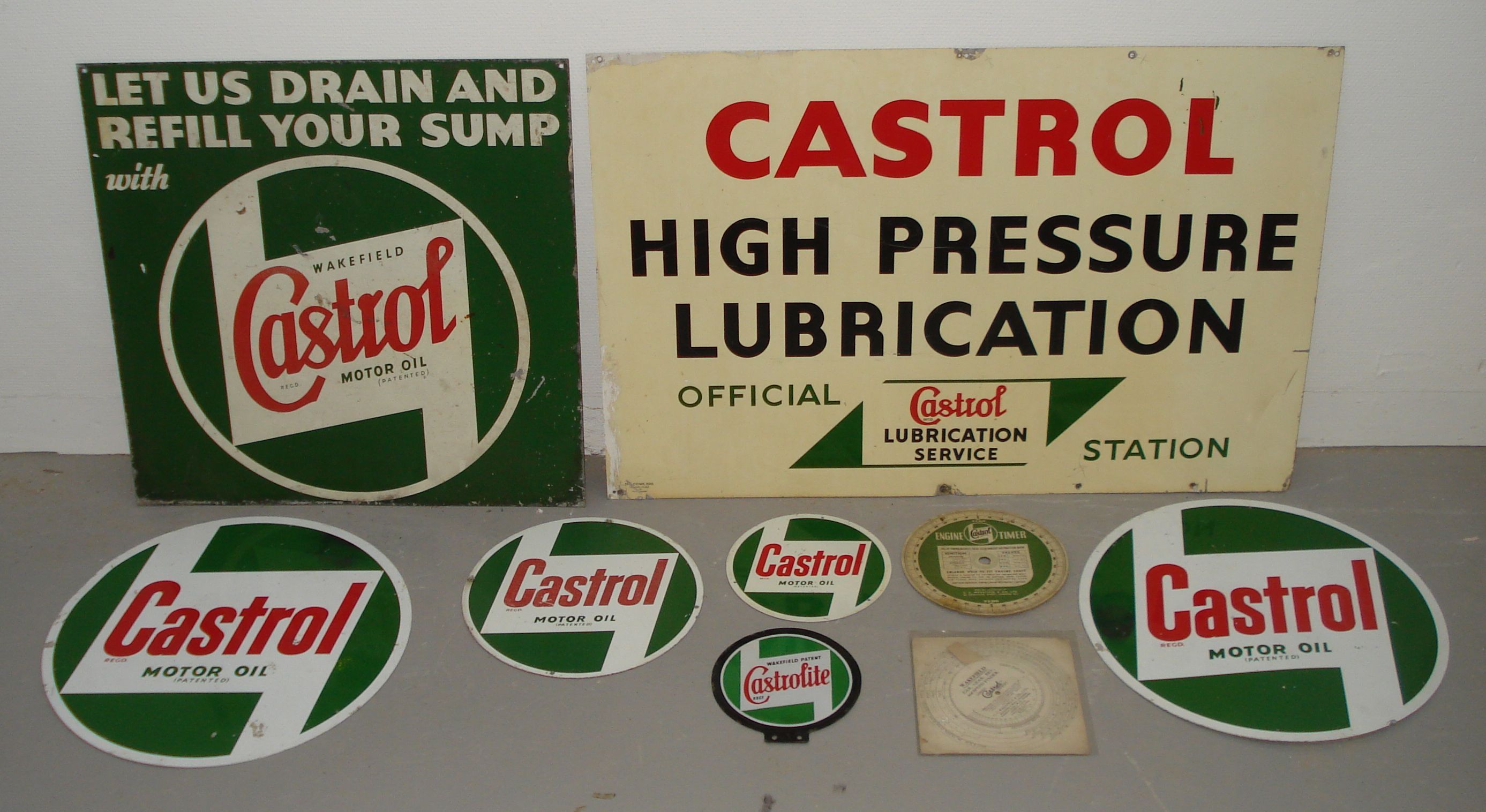Bonhams Cars : Assorted Castrol tin signs,