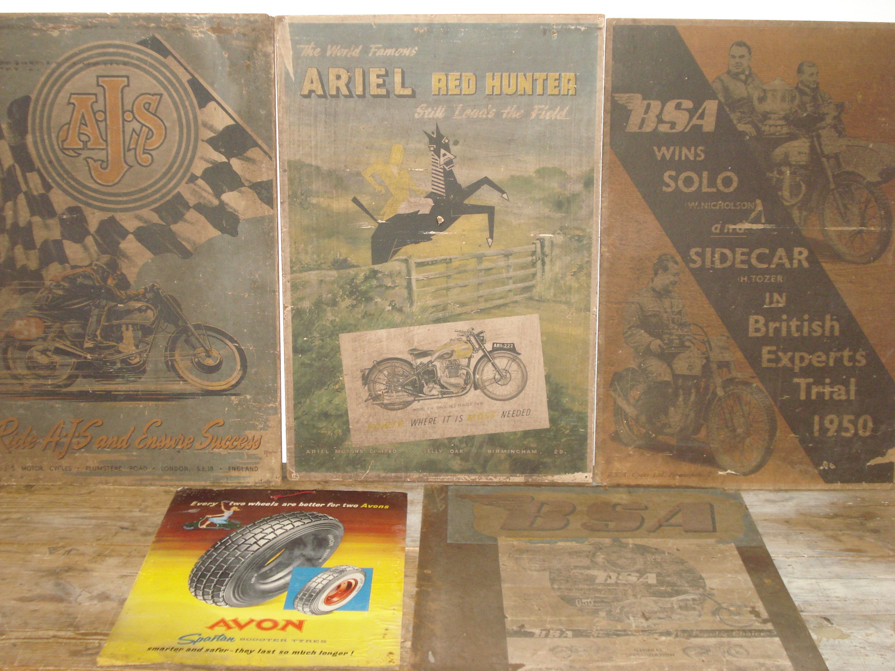 Bonhams Cars : Three 1950s motorcycle posters,