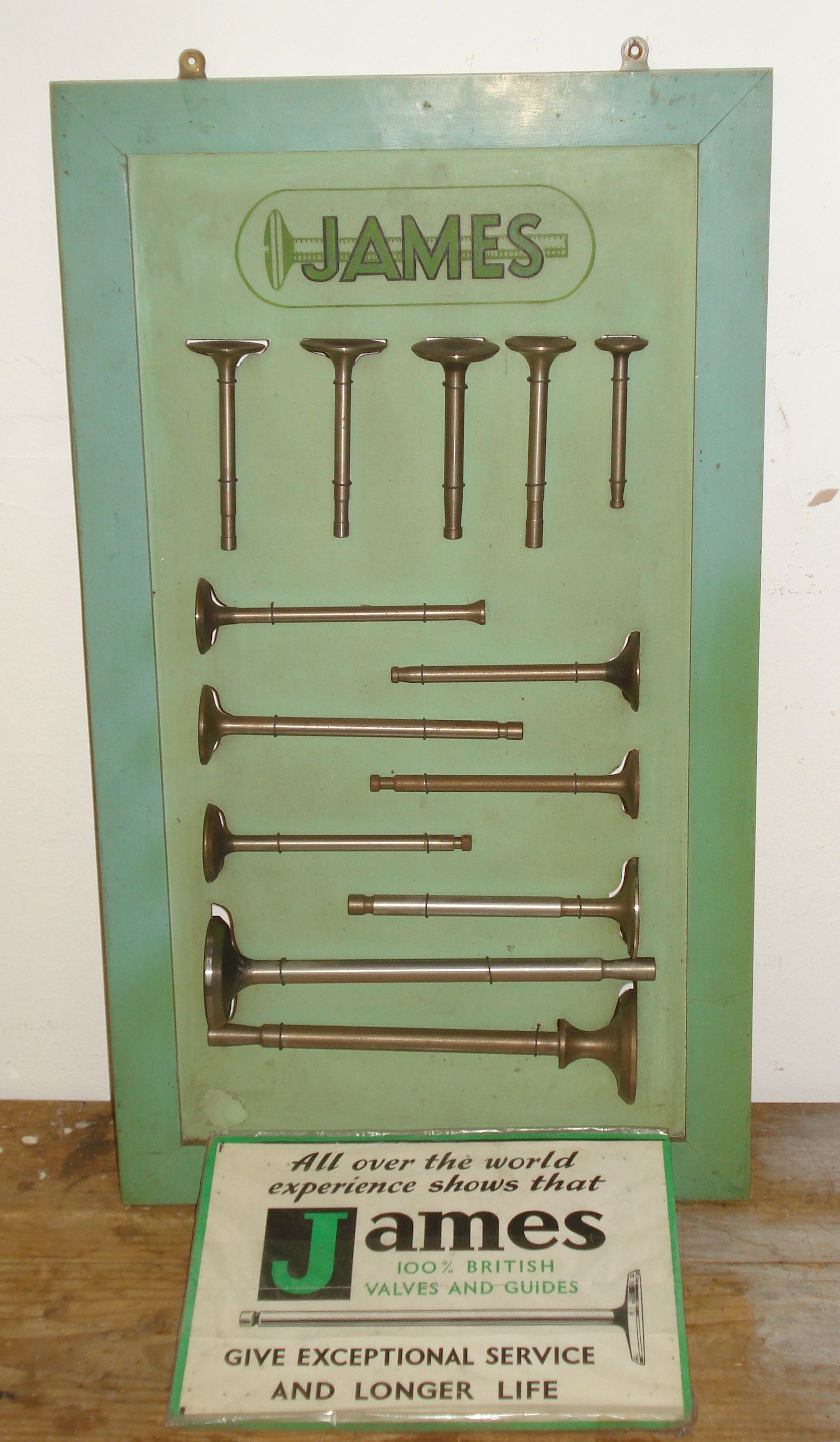 Bonhams Cars : An advertising display board for James piston valves,