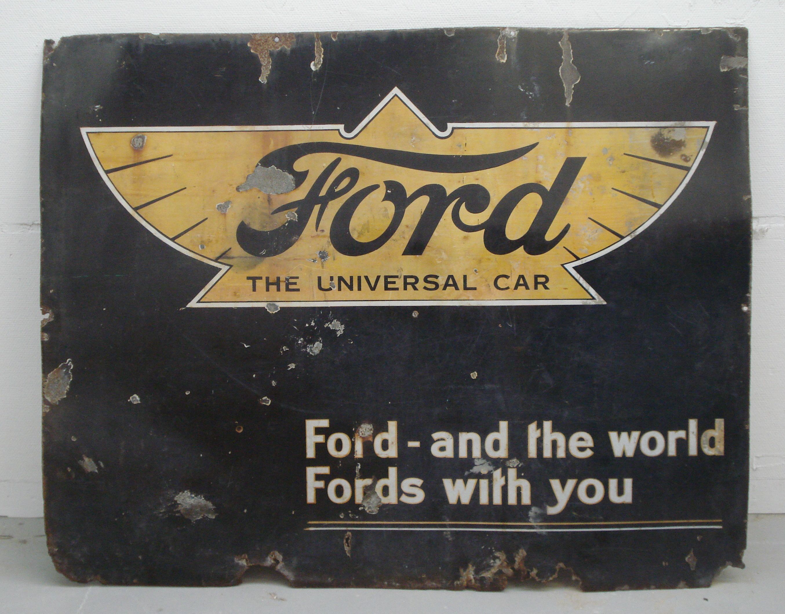 Bonhams Cars : An early large 'Ford - The Universal Car' enamel sign,