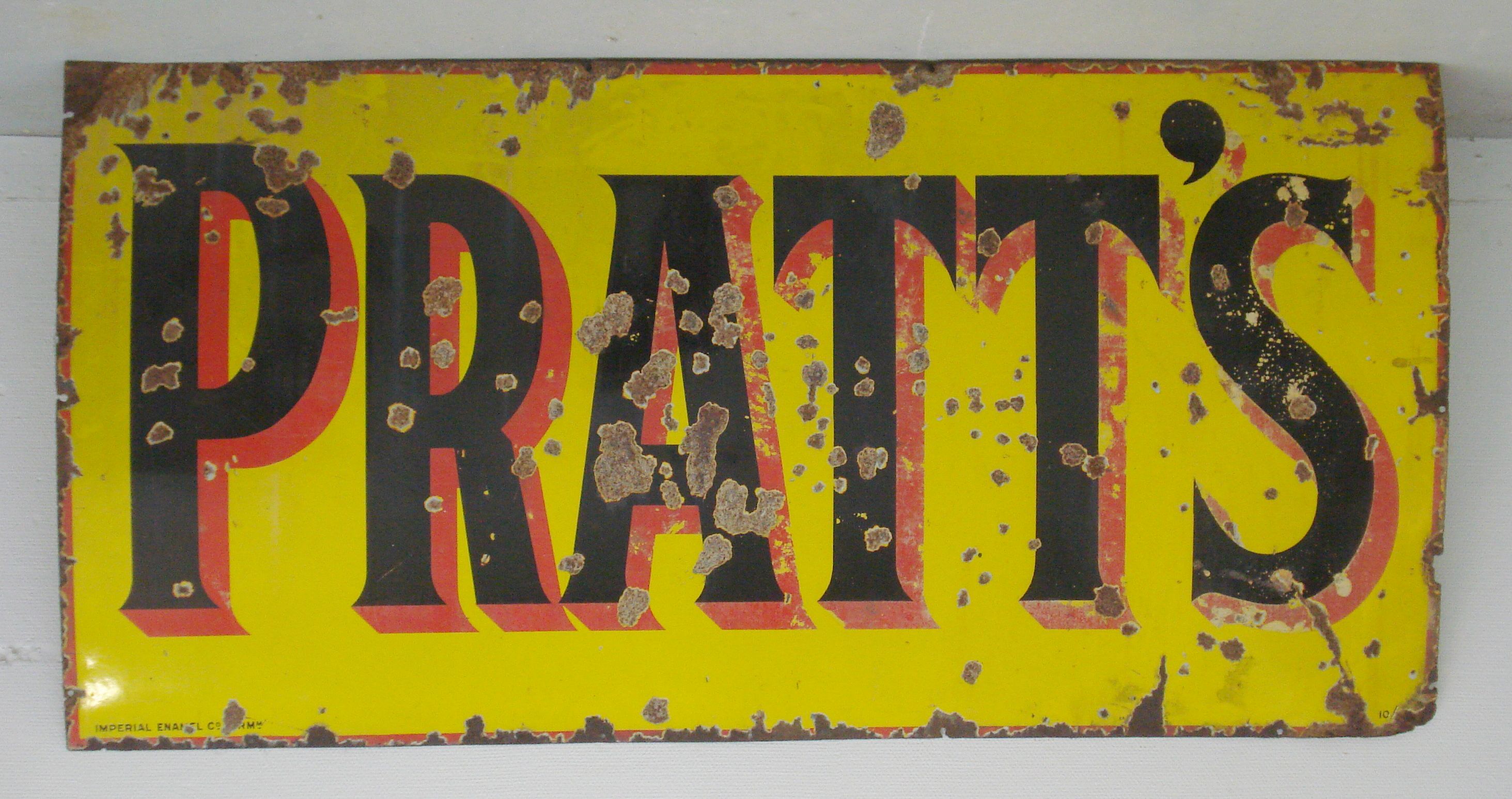 Bonhams Cars : A large Pratt's enamel sign,