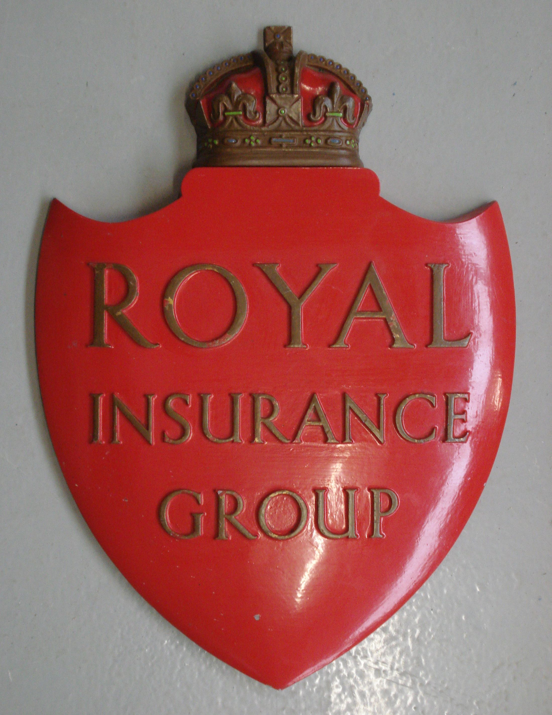 Bonhams Cars : A 'Royal Insurance Group' cast iron shield-shaped sign,