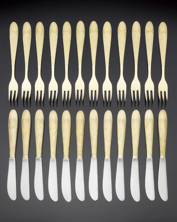 Bonhams : GERALD BENNEY A silver-gilt table service, London 1977, (25)