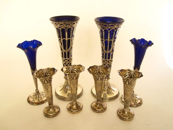 Bonhams : A pair of Victorian silver trumpet vases Maker's mark HCF ...
