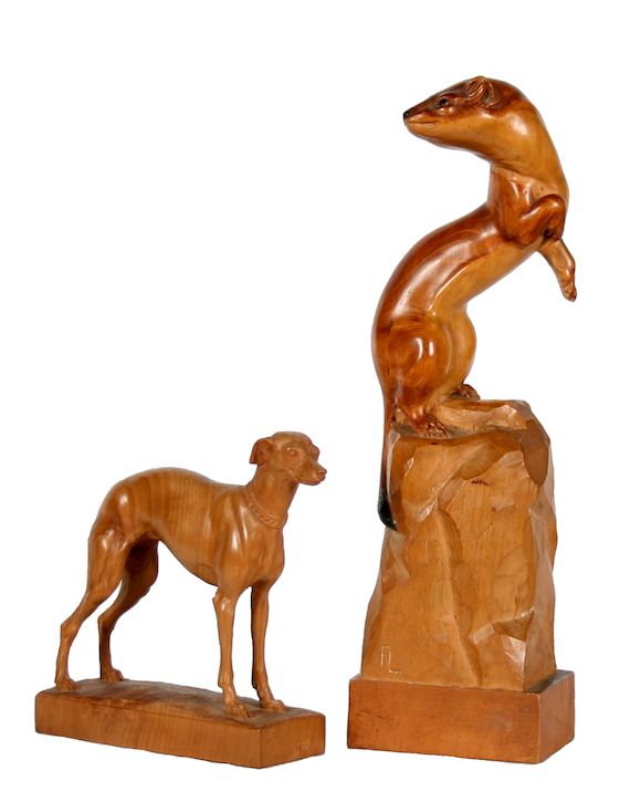 Bonhams : A rare Faust Lang wood carving of 'Fly' Dated 1938