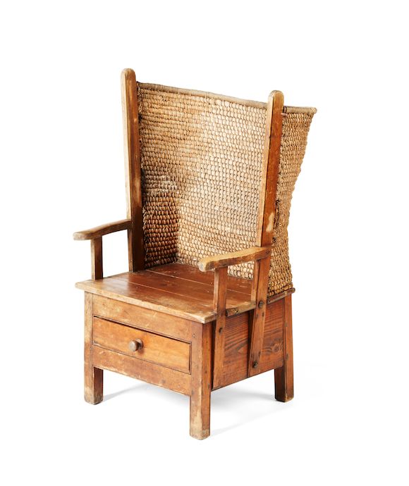 Bonhams : A mid 19th century pine framed Shetland chair