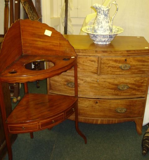 Bonhams : A George III mahogany boxwood strung bowfront corner ...