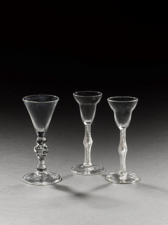 Bonhams Two Airtwist Wine Glasses Circa 1755