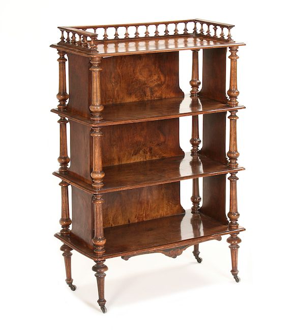 Bonhams : A Victorian walnut dwarf open bookcase