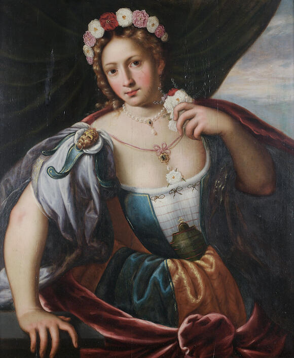 Bonhams : Workshop of Marten de Vos (Antwerp 1532-1603) An Allegory of Smell, one of the Five ...