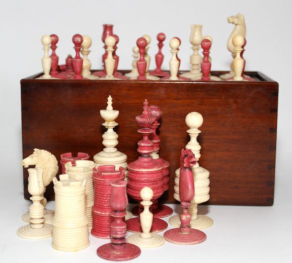 Bonhams : A mid-19th century composite English bone playing set