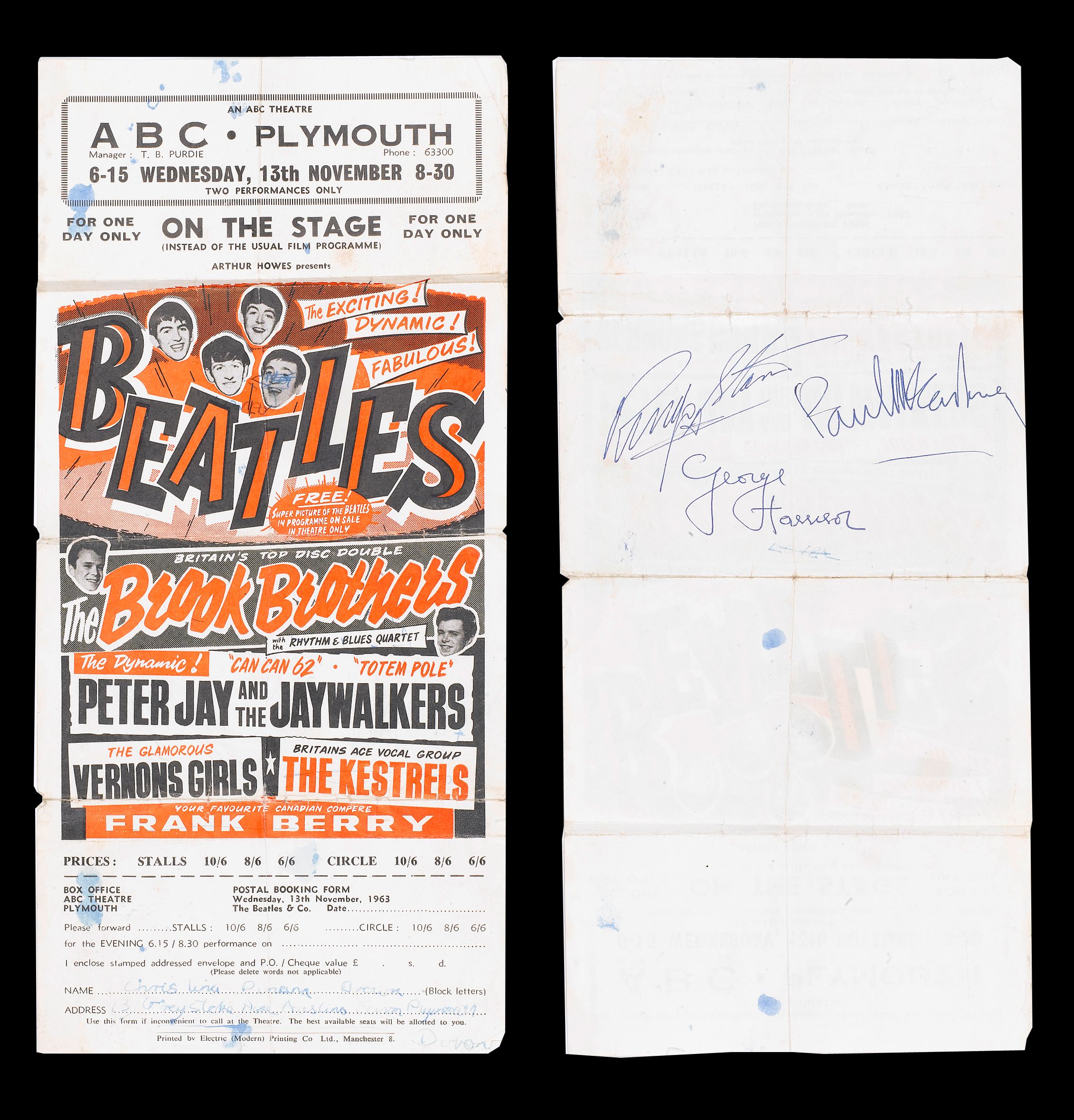 A Complete Concert Ticket For The Beatles Show At Cow Palace 1965 ...