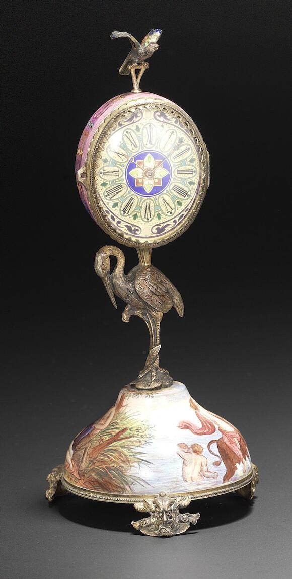 Bonhams : An early 19th century gilt metal Viennese enamel timepiece
