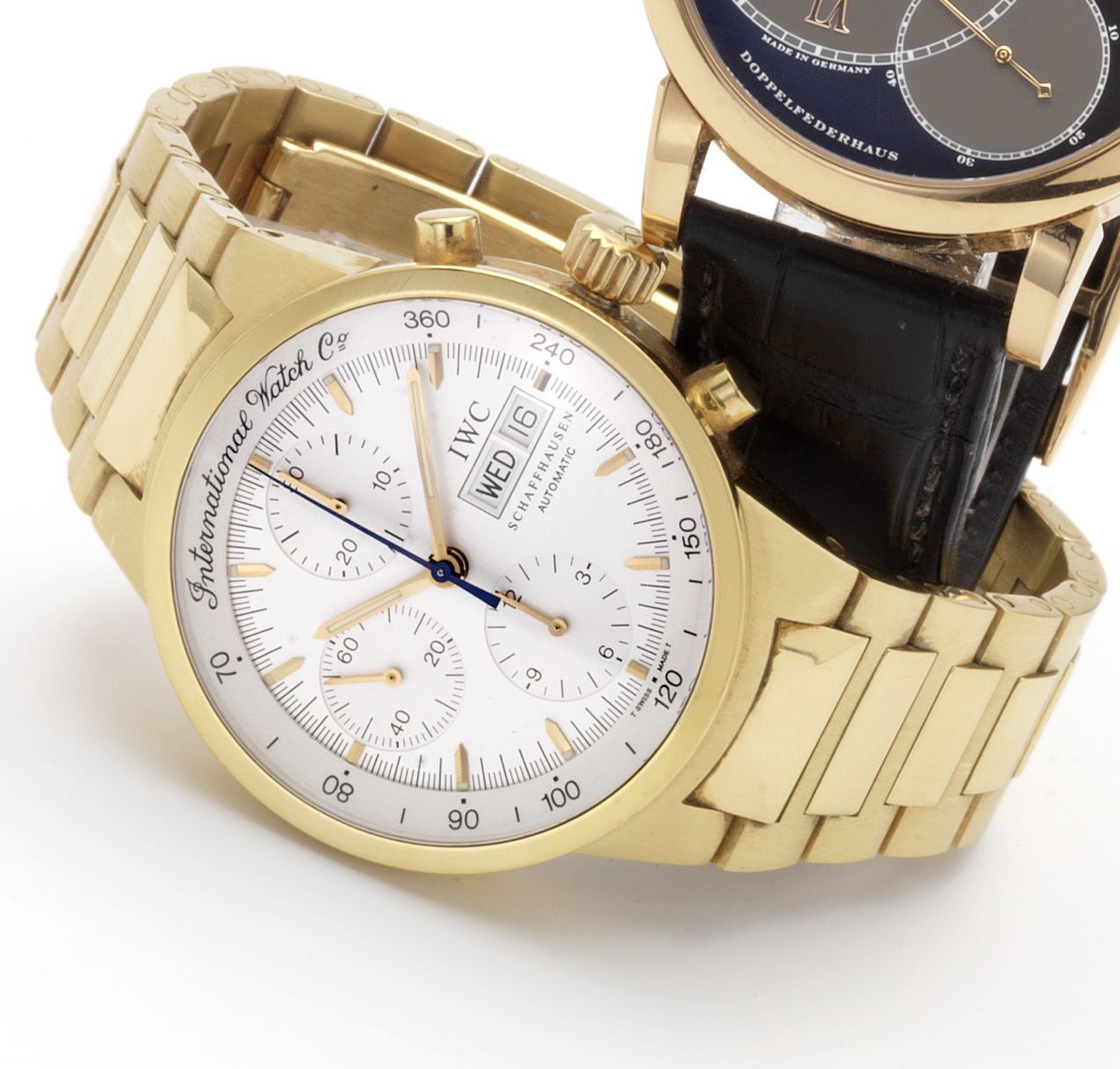 IWC. A fine 18ct gold automatic perpetual calendar chronograph ...