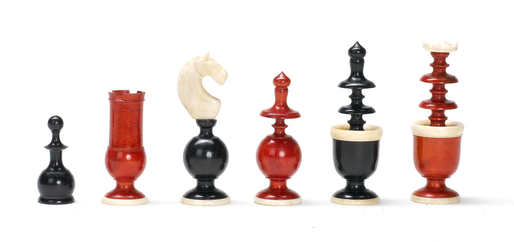 Bonhams : A Lyon Pattern wooden and bone mounted chess set, French ...
