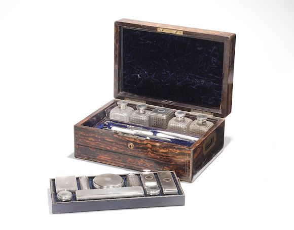Bonhams : A Victorian Coromandel wood dressing set,