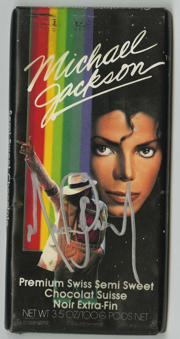 Bonhams : An autographed 'Michael Jackson' chocolate bar, 1989,