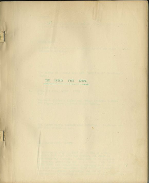 Bonhams : A film script for 'The Thirty Nine Steps', directed by Alfred ...