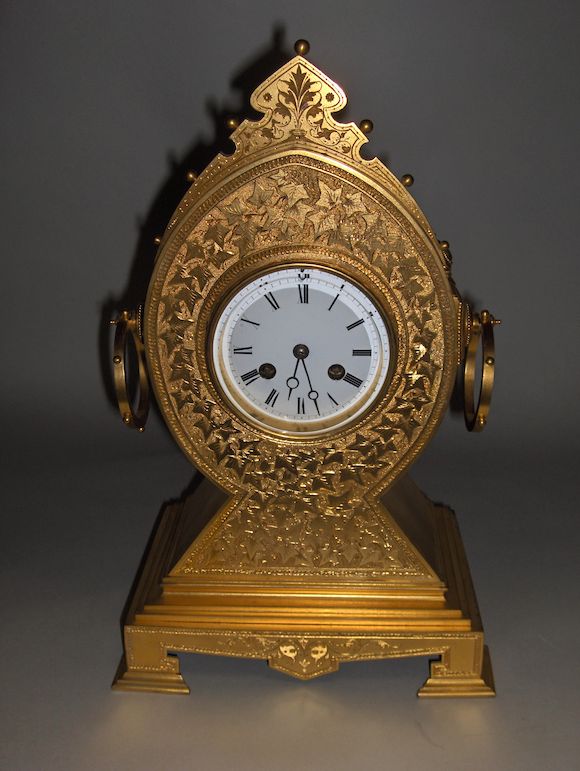 Bonhams : A late 19th century French Empire Style gilded mantle clock ...