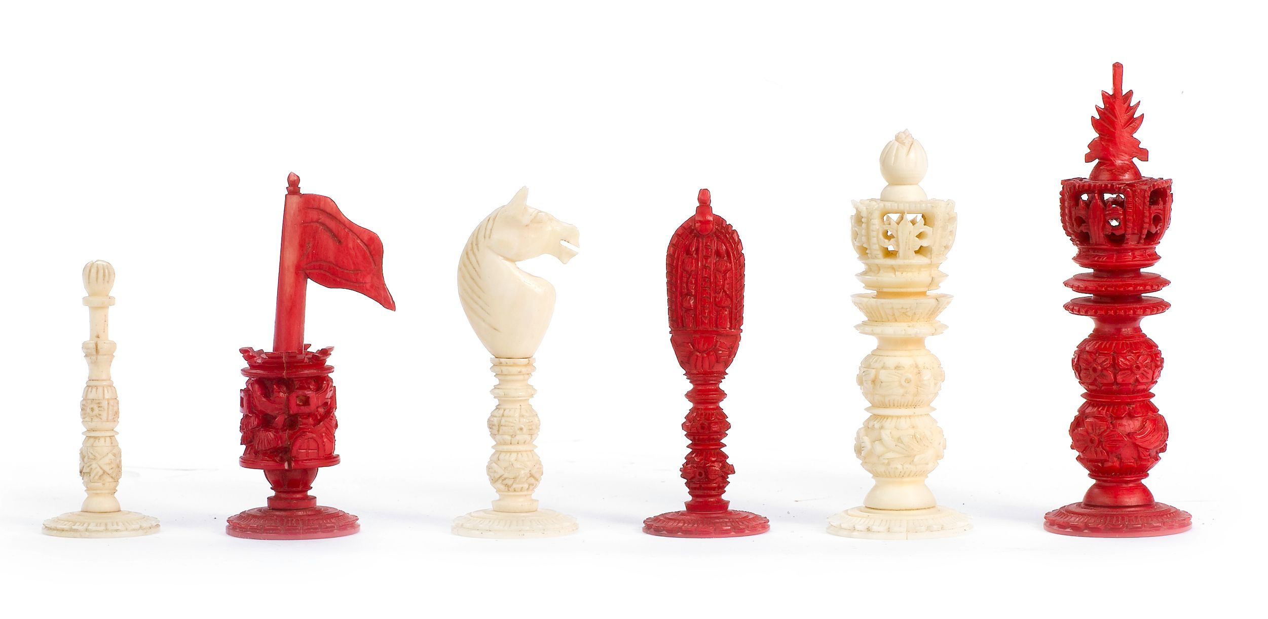 Bonhams : A Burmese Pattern ivory chess set Cantonese, 19th century