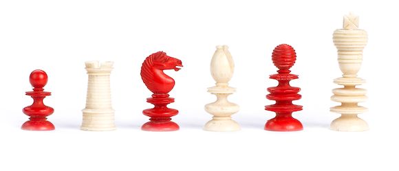 Bonhams : A "Calvert Pattern" ivory chess set English, circa 1850