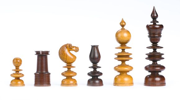 Bonhams : A "Dublin Pattern" palisander and boxwood chess set Irish ...