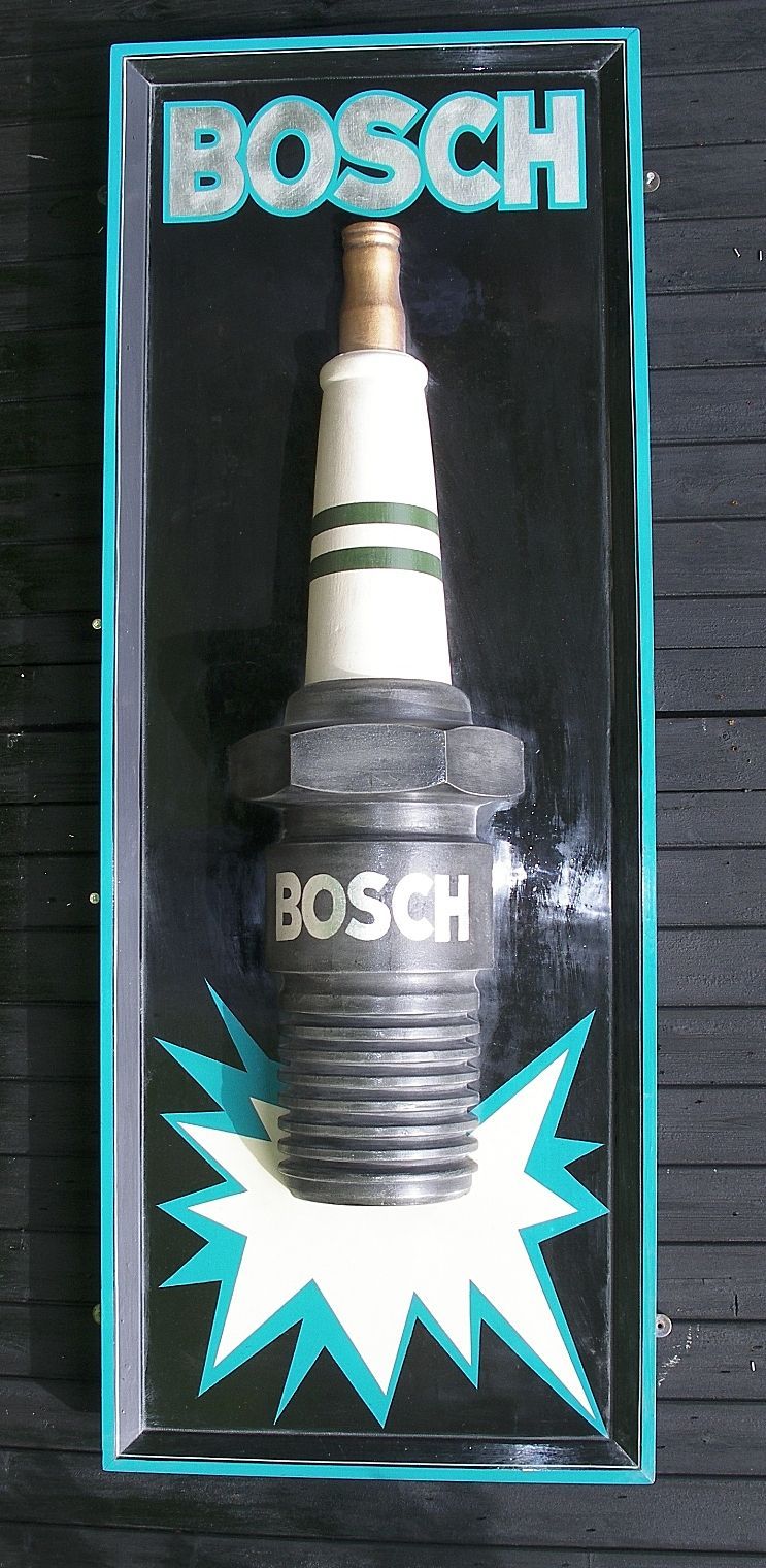 Bonhams Cars : A large hand-painted Spark Plug advertising board,