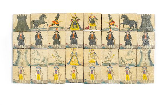 Bonhams : An unusual "printed wooden block" chess set Austrian, early ...