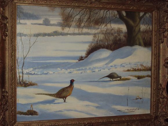 Bonhams : Roy Nockolds (British, 1911-1979) Pheasants in snow, and ...