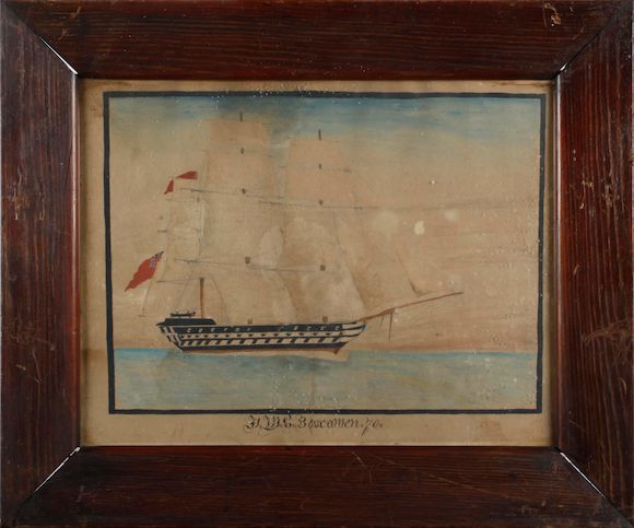 Bonhams : English Provincial School, circa 1854 H.M.S Boscawen in a ...