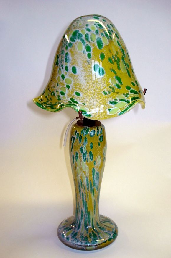 Bonhams : A Monart glass mushroom lamp