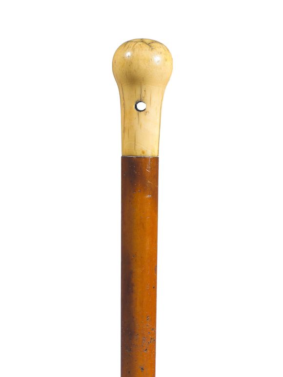 Bonhams : A William and Mary ivory mushroom-knop walking cane, circa 1693,