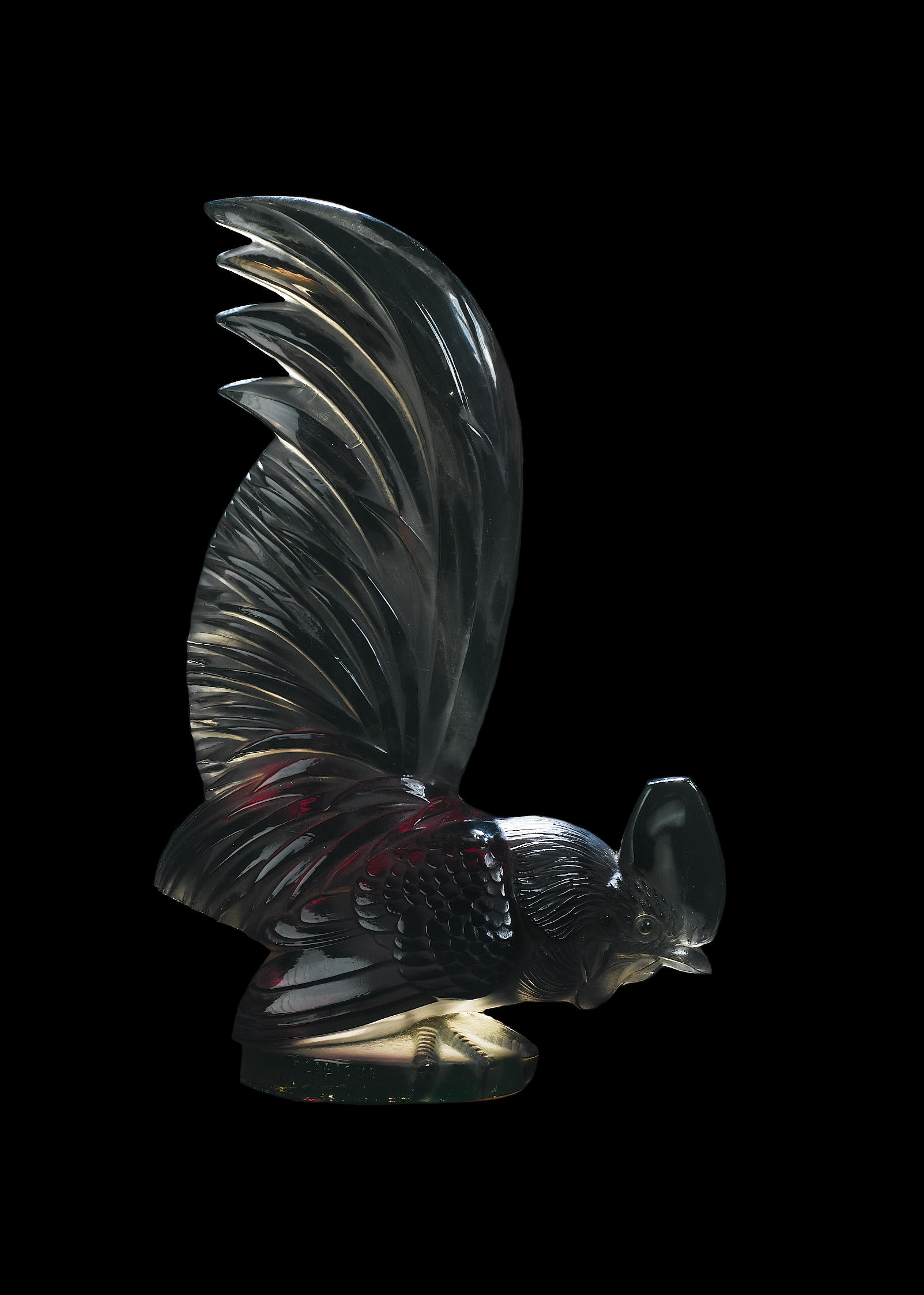 Bonhams Cars A Fine Coq Nain Glass Mascot In Dark Topaz Glass With