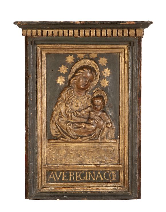 Bonhams : An Italian Renaissance carved, painted and parcel gilt ...