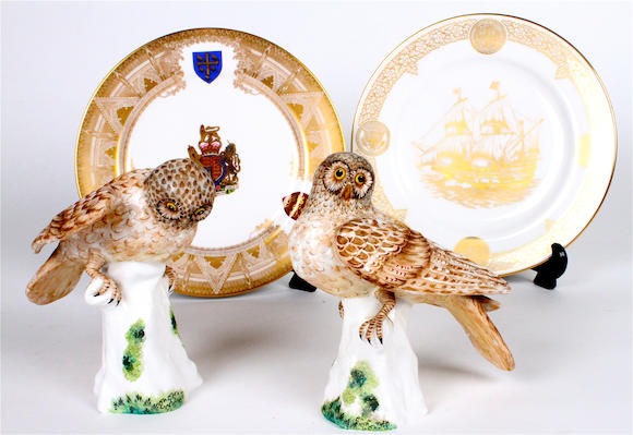 Bonhams A Pair Of Crown Staffordshire Porcelain Owls