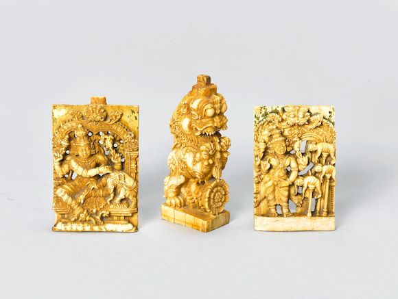 Bonhams : A carved ivory Panel with Siva Tipurtantakmurthi South India ...