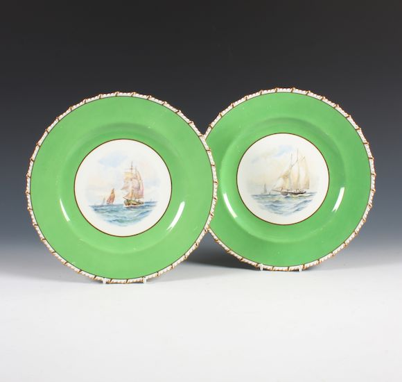 Bonhams : A set of ten Royal Crown Derby plates by W E J Dean Dated 1937