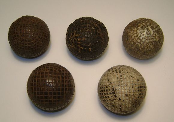 Bonhams : A Goudie (No.1) moulded gutta-percha golf ball circa 1893